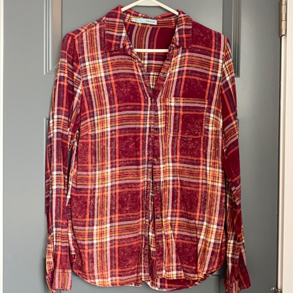 Tops | Maroon Flannel | Poshmark